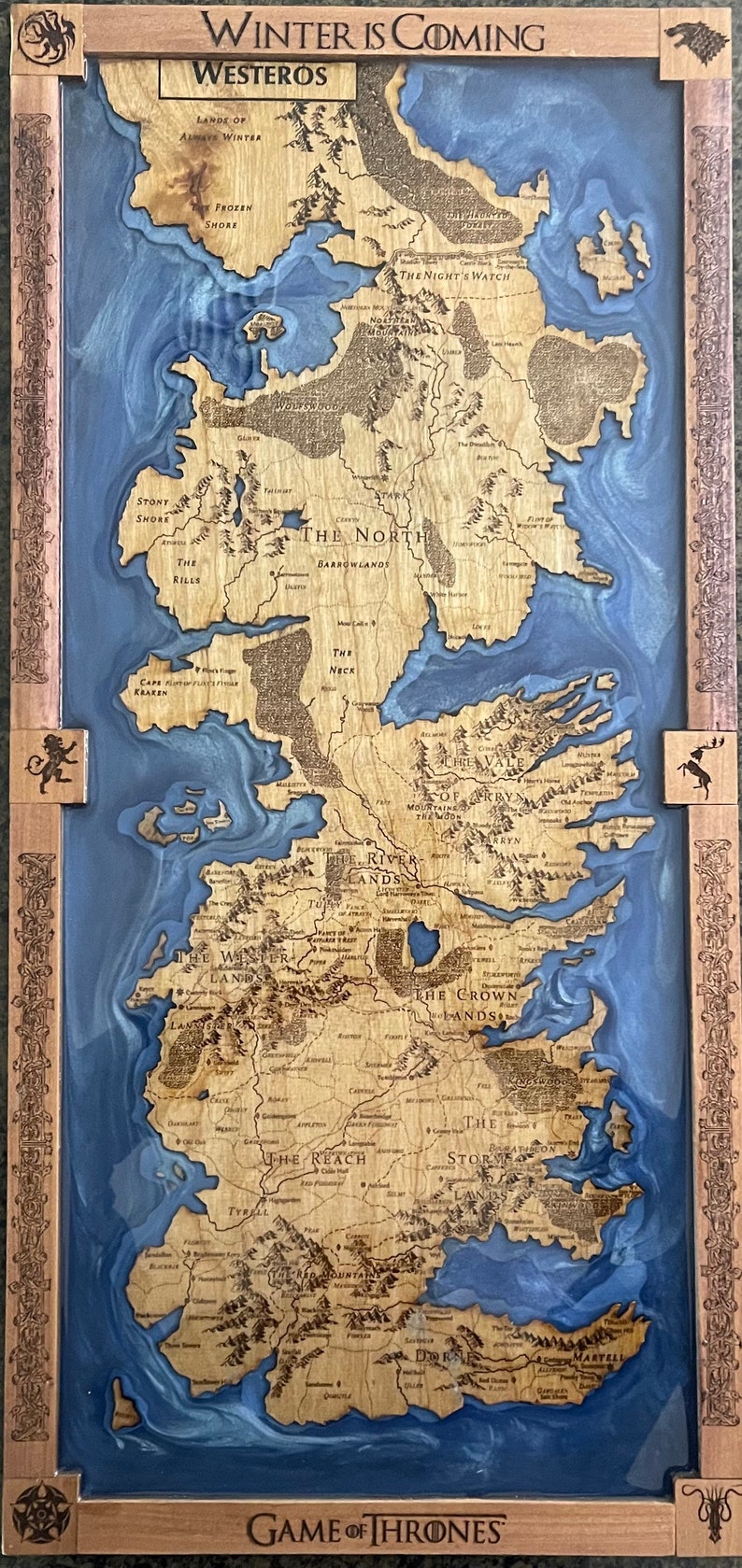 Game of Thrones Wooden, Engraved Map - Etsy