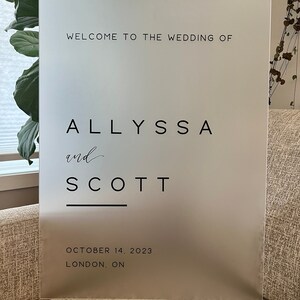 Frosted Acrylic Wedding Welcome Sign | Event Signage | Modern Classy ...