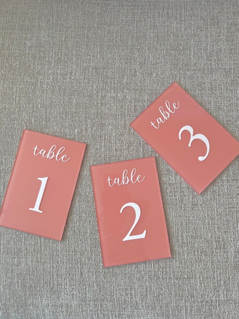 Table Numbers Dusty Pink Acrylic Signs Wedding Table - Etsy