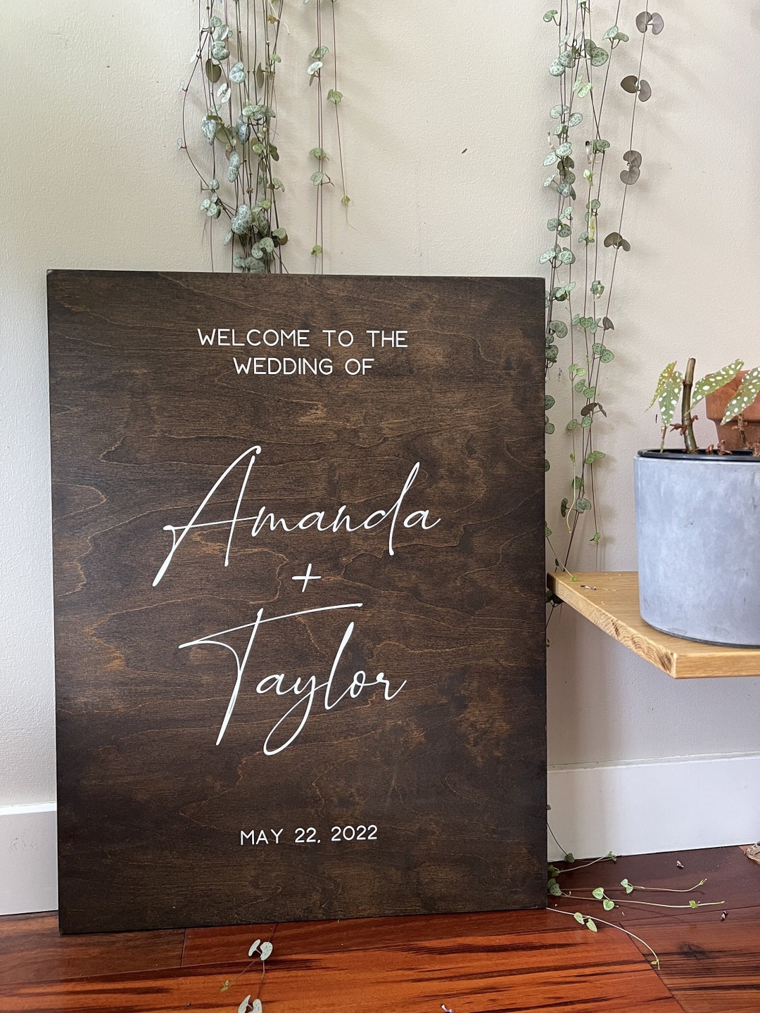 Wooden Wedding Welcome Sign | Wood & Rustic Wedding Decor | Simple ...
