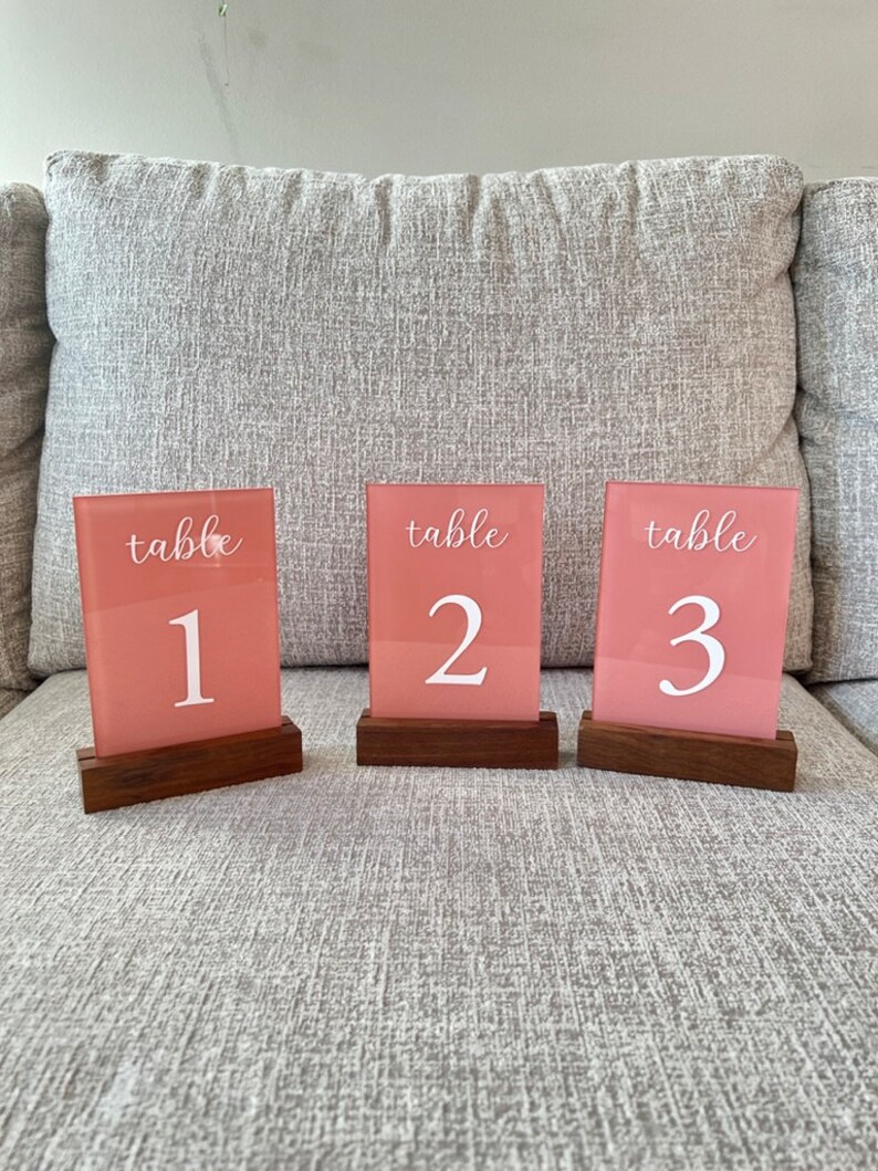 Table Numbers Dusty Pink Acrylic Signs Wedding Table - Etsy