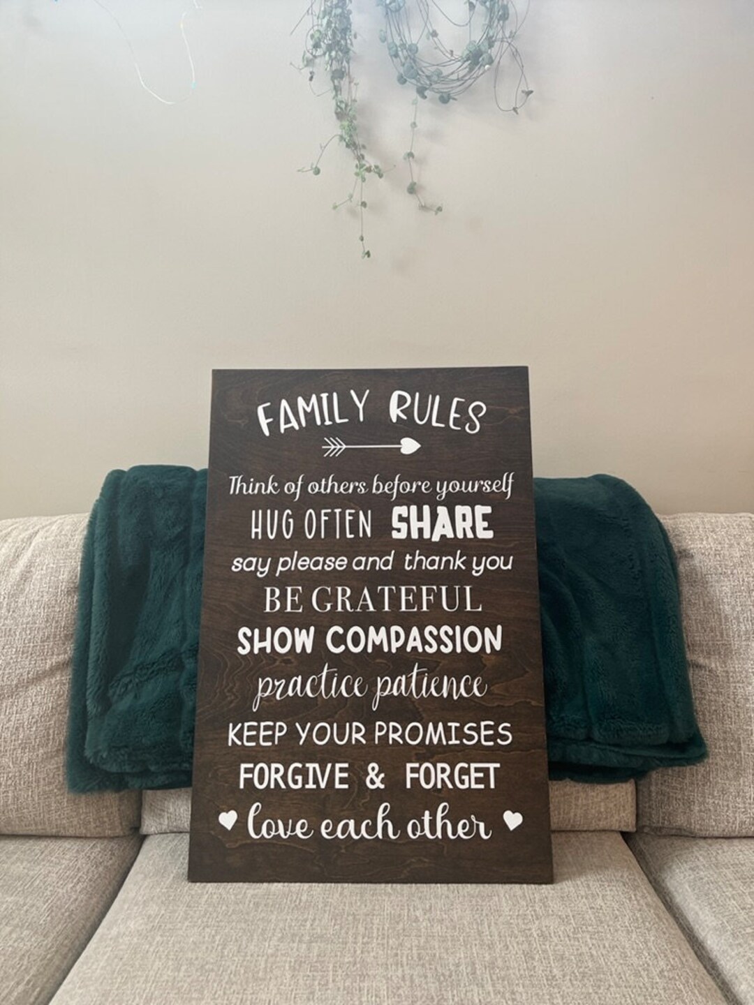 Family Rules Wooden Sign | Wood & Rustic Home Decor | Custom Signage ...