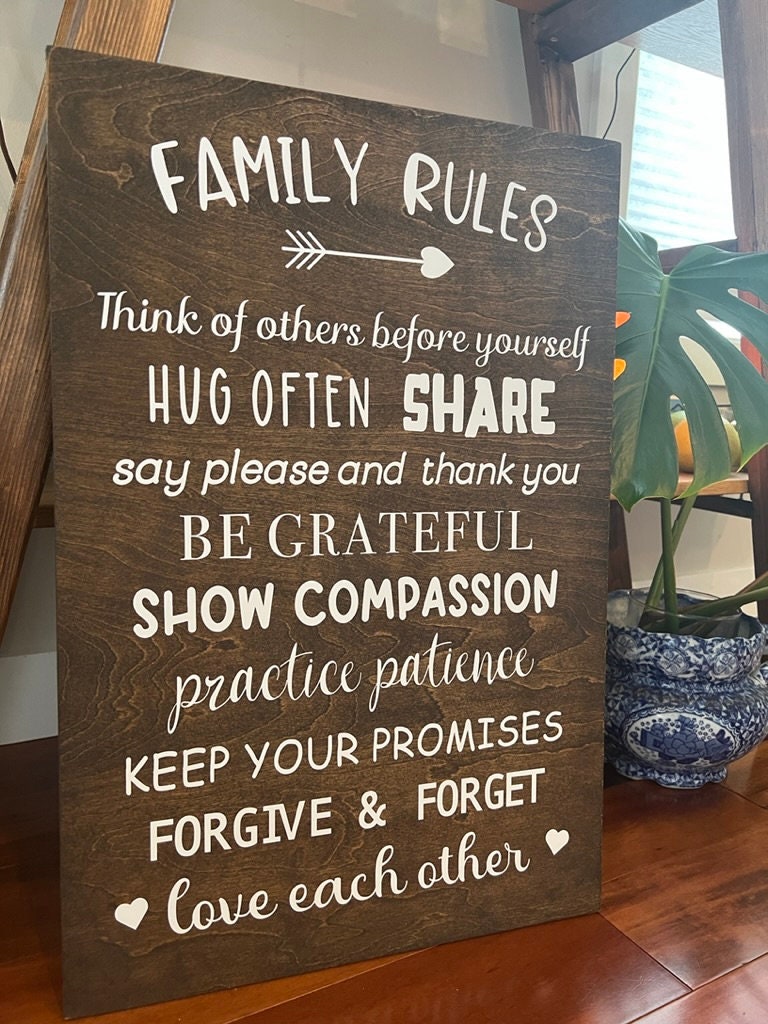 Family Rules Wooden Sign Wood & Rustic Home Decor Custom Signage House ...