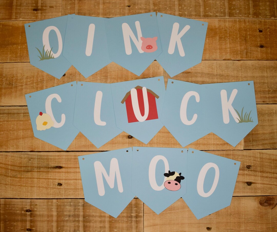 Farm Birthday Banner | Oink Cluck Moo Birthday Banner | First Birthday ...