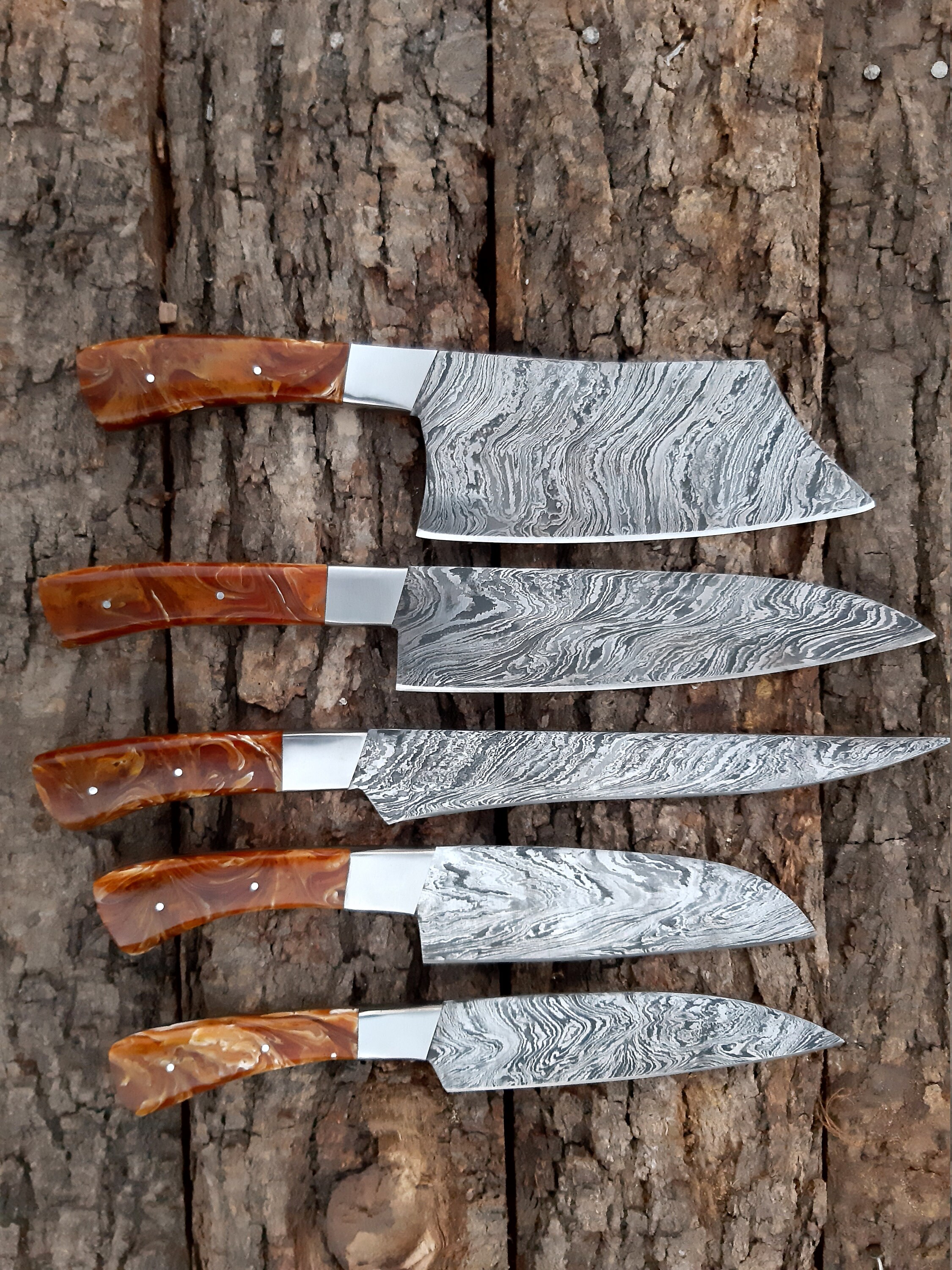 Chef Set, Chef Knife, Handmade Knife Set, Gift for Her, Kitchen Knife ...