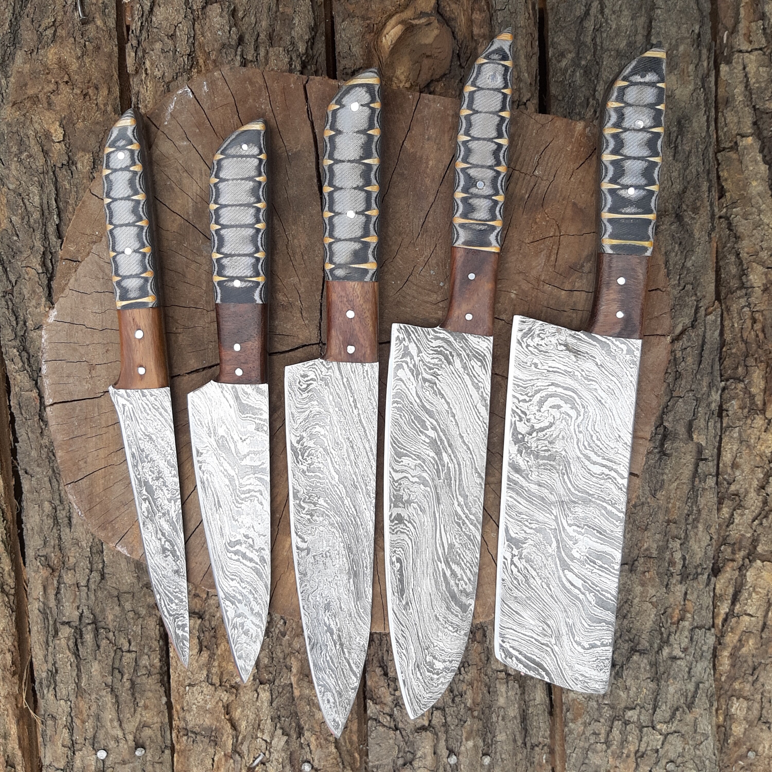 Chef Knife Set, Handmade Knife Set, Kitchen Knife Set, Gift for Her ...