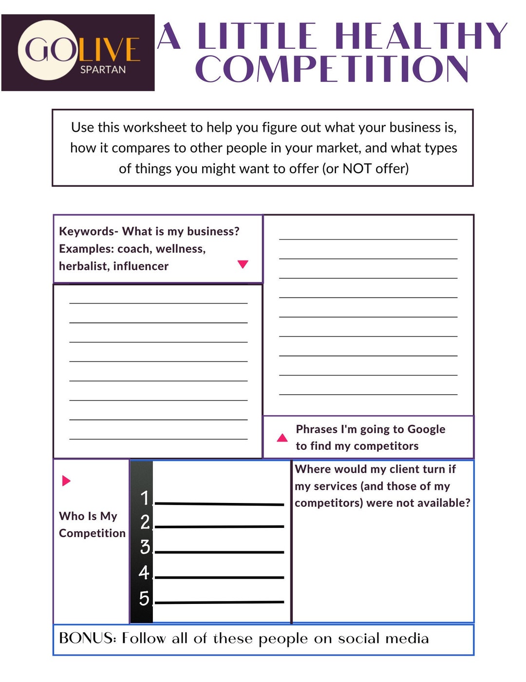 Competitor Analysis Workbook (PDF & Canva Template) - Etsy