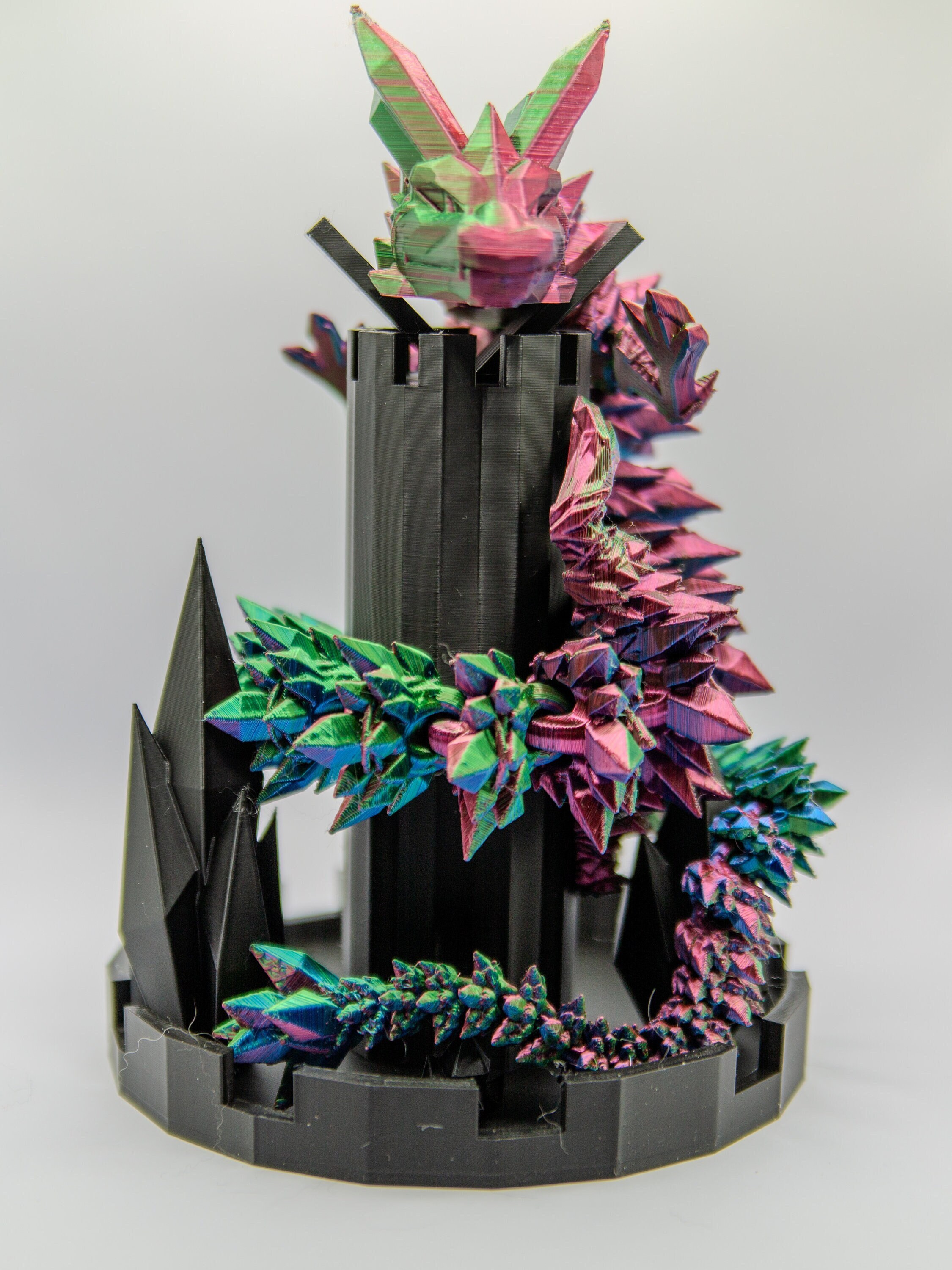 3D Printed Articulated Crystal Dragon Tri-color Red-blue-green Silk PLA ...