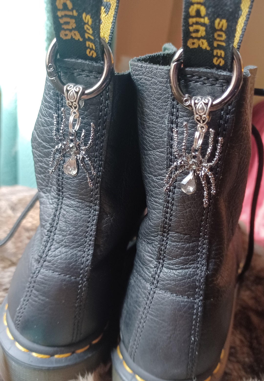 Spider Boot Charms, Set of 2. Black and Silver Spooky Sparkle Spider ...
