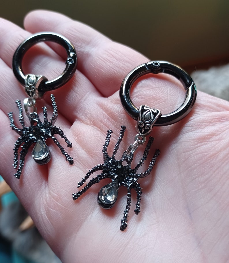 Spider Boot Charms, Set of 2. Black and Silver Spooky Sparkle Spider ...