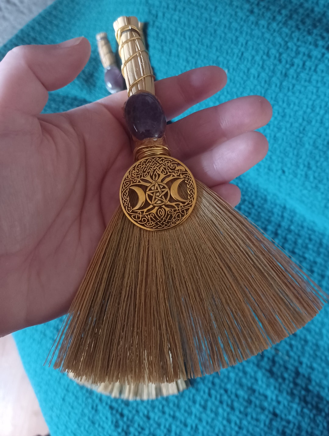 Besom Broom, Small Handbroom for Altar or Decor. Amethyst, Gold or ...