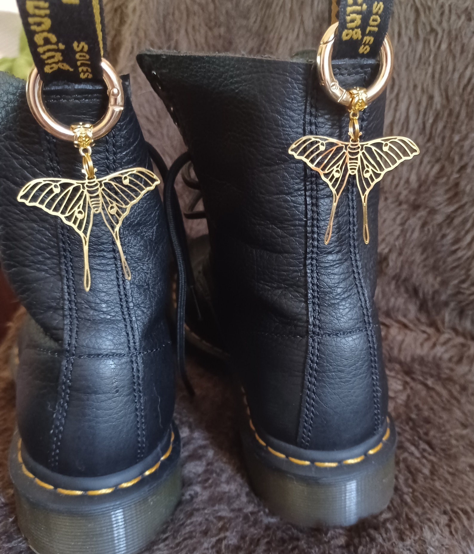 Luna Moth Boot Charms, Gold or Silver Filigree Shoe Jewelry, Set of Two ...