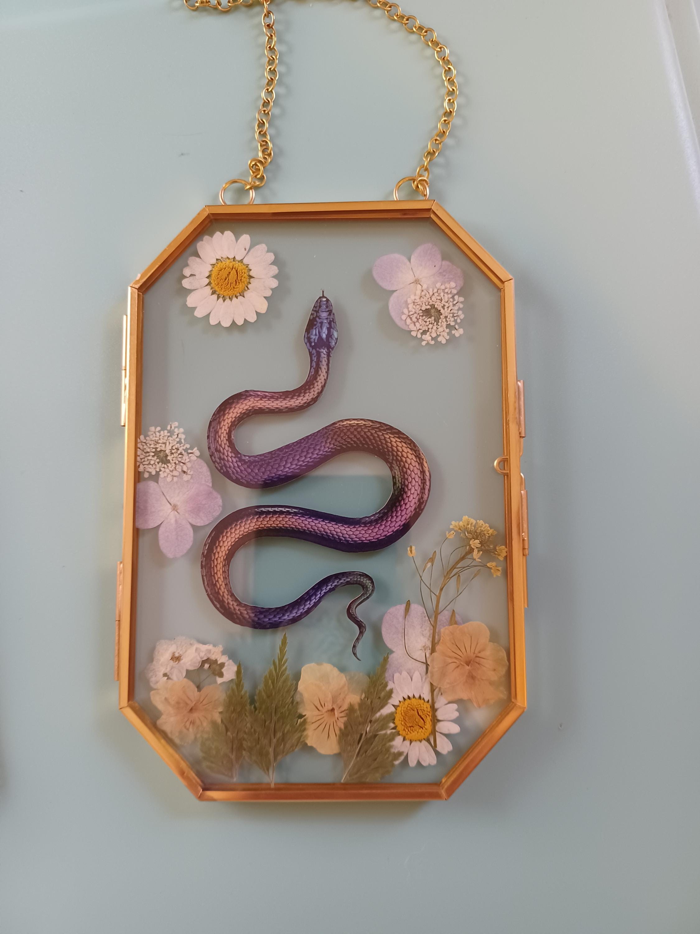 Pressed Flower Snake Frame, Gold Brass Oddity Wall Decor - Etsy