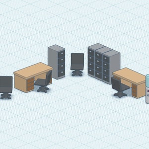 HO Scale Office Furniture for Model Train Layout - Etsy