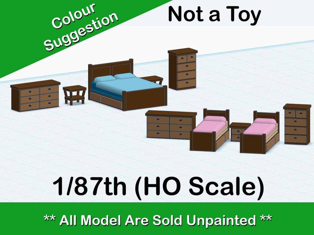 HO Scale Bedroom Furniture for Model Train Layout - Etsy