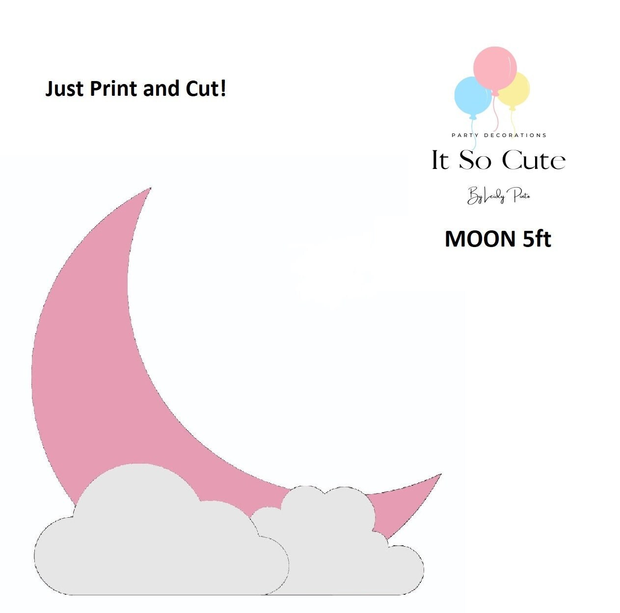 5ft Moon and Clouds Digital Template for Building Backdrops for Party ...