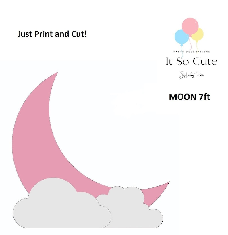 7ft Moon and Clouds Digital Template for Building Backdrops for Party ...