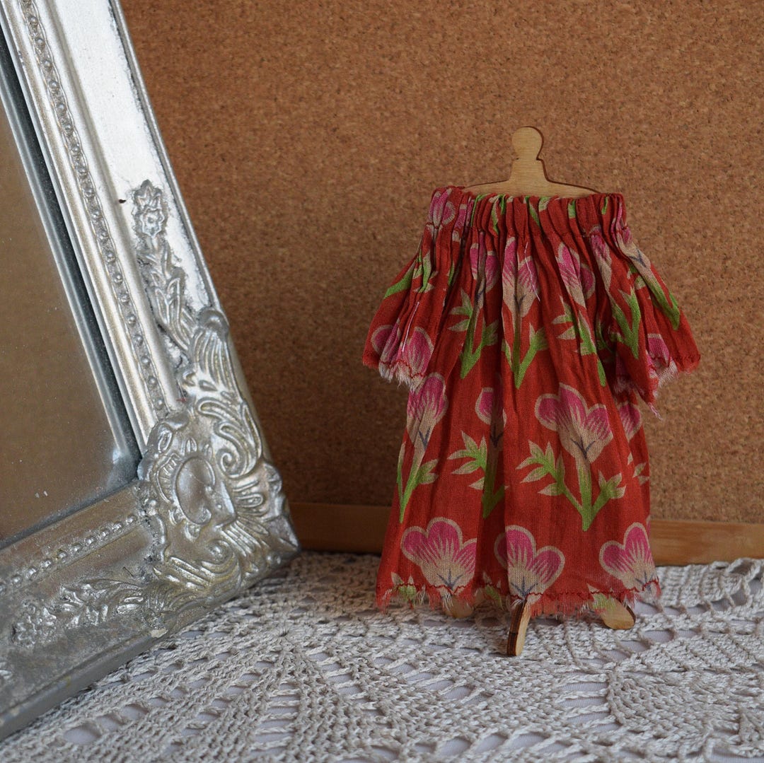 Miniature Dollhouse Dress of Vintage Cotton. Doll House Room ...