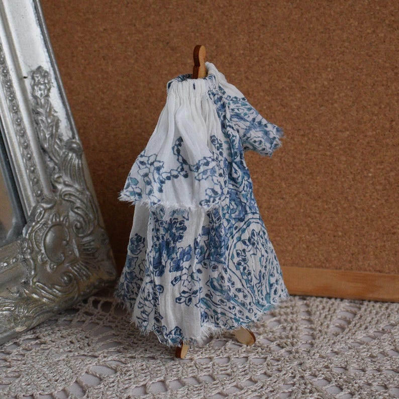 Miniature Dollhouse Dress of Vintage Cotton. Dollhouse Room Accessories ...