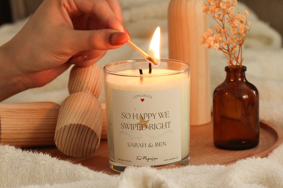 Personalized Swiped Right Candle Gift, Tinder Gift, Newly Engaged Gift ...
