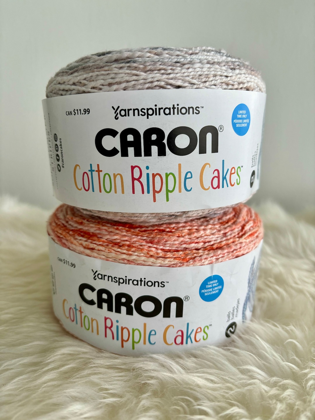 Bundle of 2: Caron Cotton Ripple Cakes 100% Cotton 8.5 Oz 491 Yds Light ...