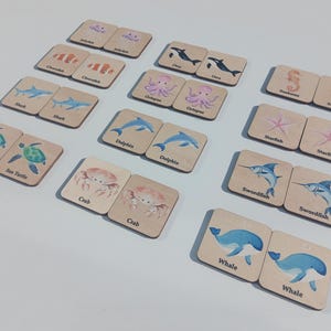 Wood Montessori Sea Animals Matching Game, Ocean Creatures Educational ...