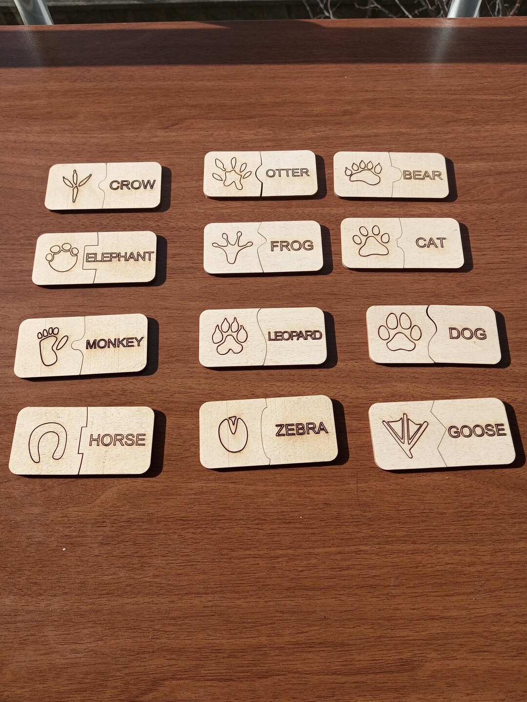 Wooden Animal Tracks Matching Game, Educational Puzzle for Kids ...