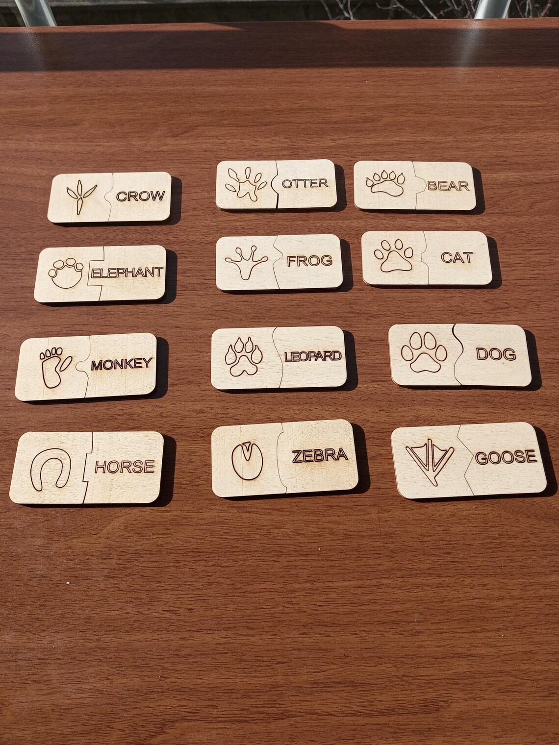 Wooden Animal Tracks Matching Game, Educational Puzzle for Kids ...