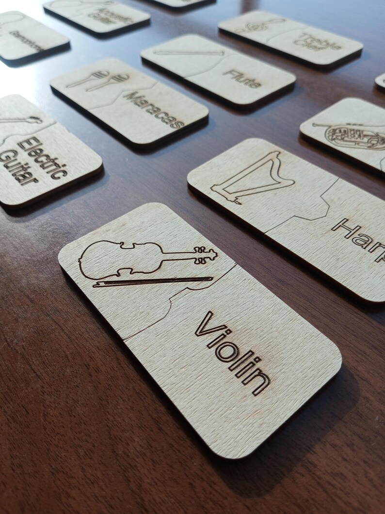 Montessori Wooden Musical Instruments Matching Puzzle Game, Preschool ...