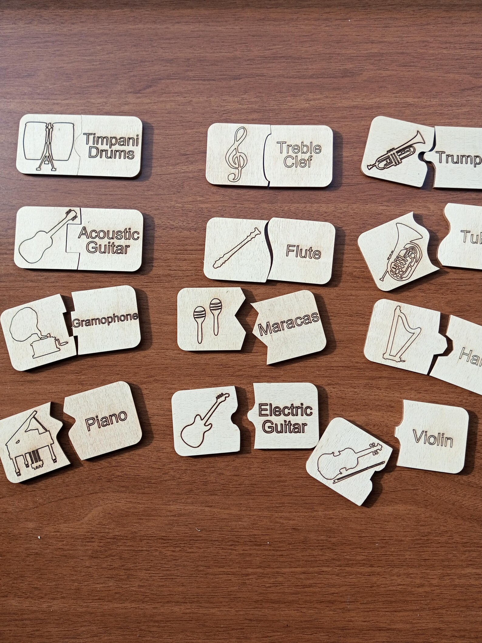 Montessori Wooden Musical Instruments Matching Puzzle Game, Preschool ...