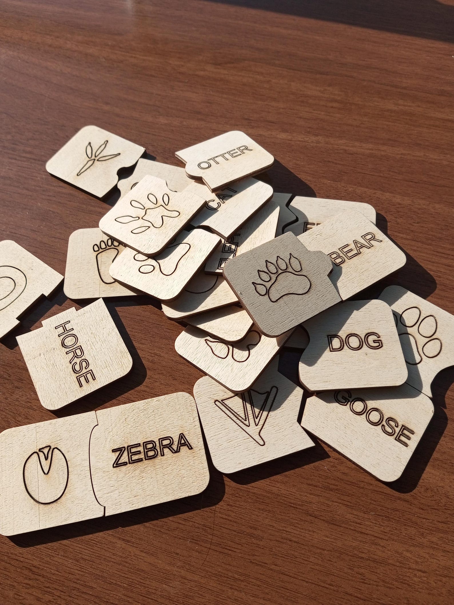 Wooden Animal Tracks Matching Game, Educational Puzzle for Kids ...