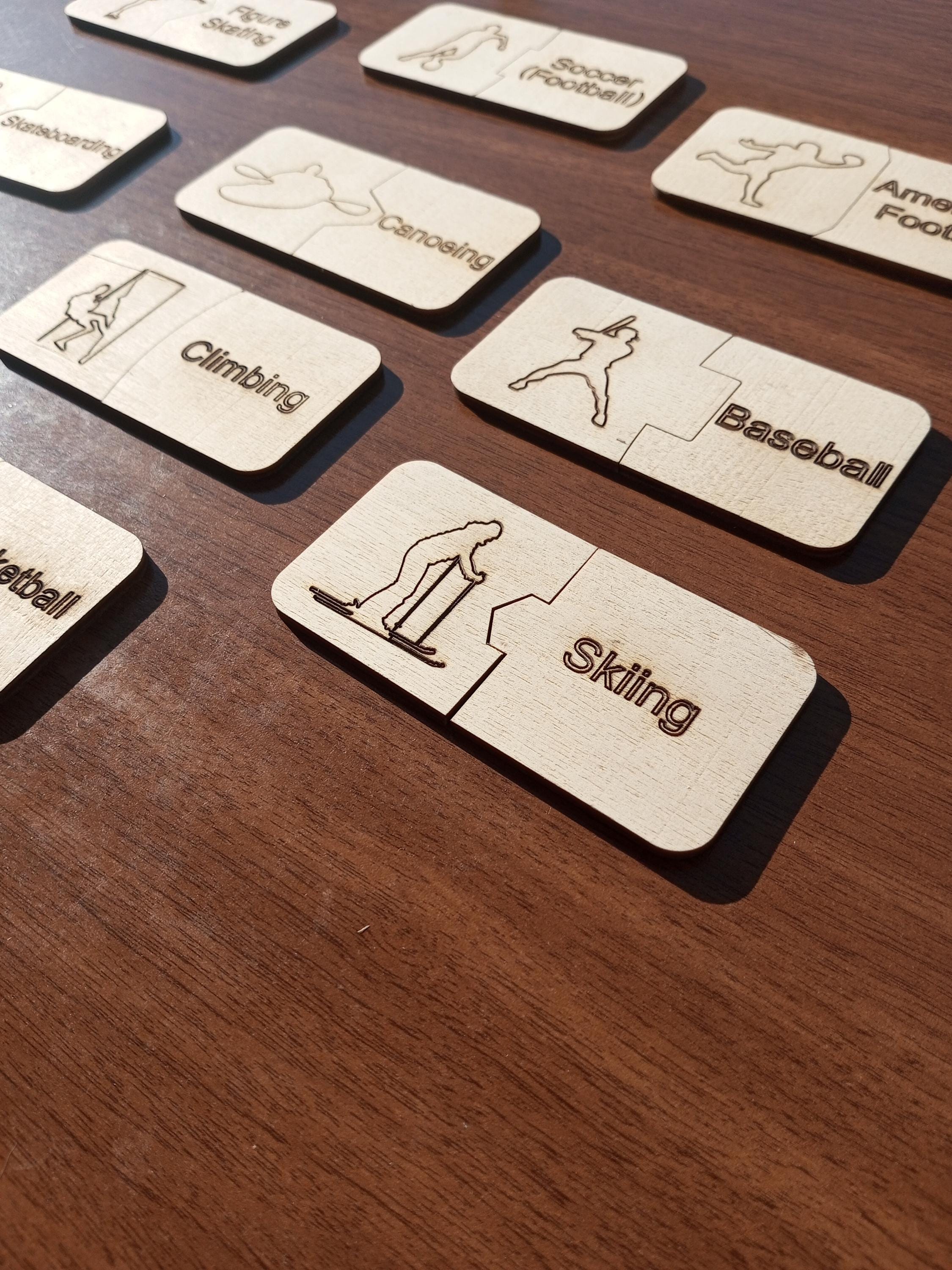 Montessori Wooden Sports Matching Game, Educational Puzzle for Kids 5 ...