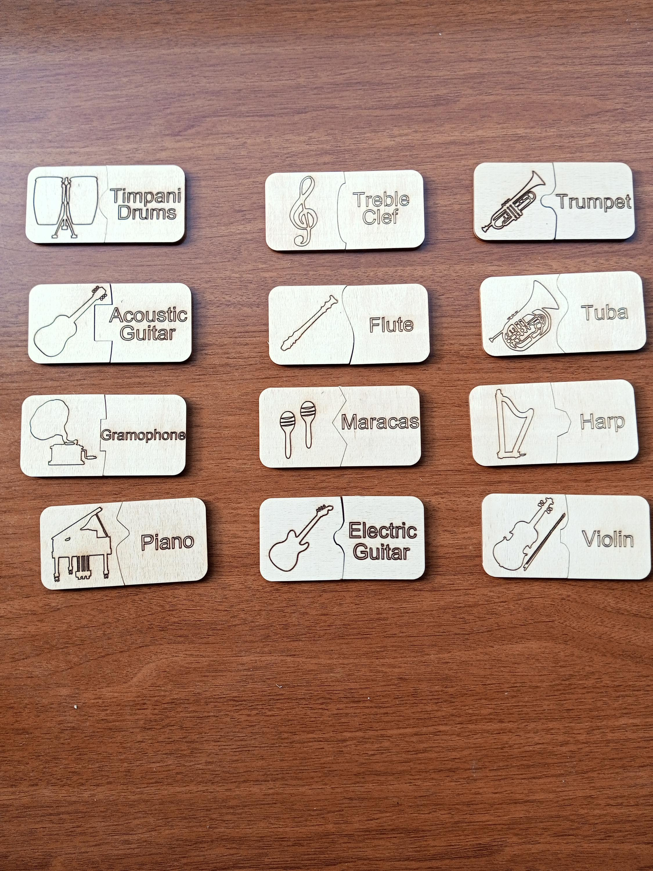 Montessori Wooden Musical Instruments Matching Puzzle Game, Preschool ...