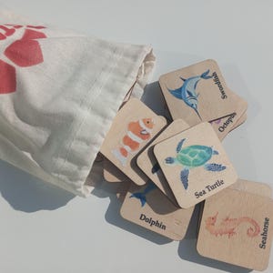 Wood Montessori Sea Animals Matching Game, Ocean Creatures Educational ...