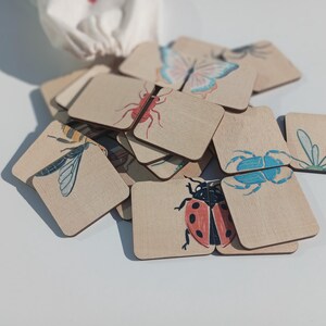Montessori Wooden Bugs Matching Game, Memory Puzzle, Insect Educational ...