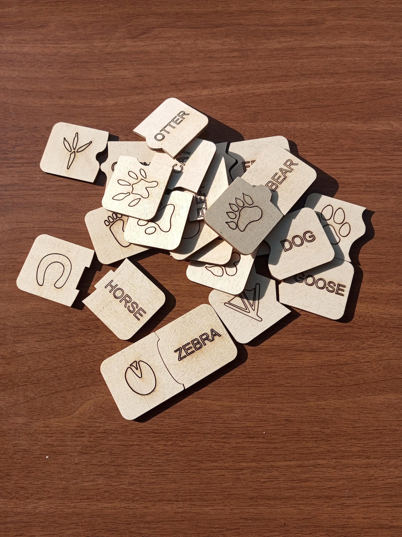 Wooden Animal Tracks Matching Game, Educational Puzzle for Kids ...