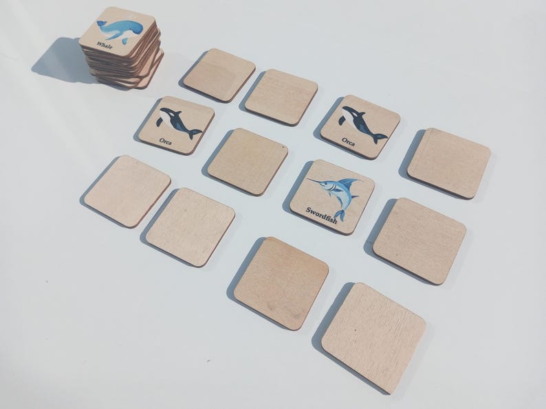 Wood Montessori Sea Animals Matching Game, Ocean Creatures Educational ...