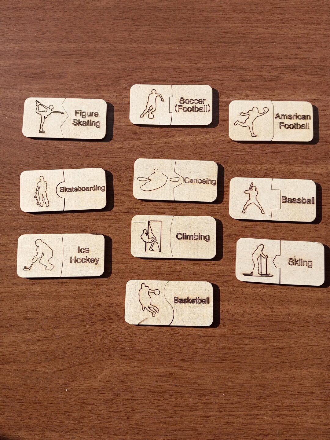 Montessori Wooden Sports Matching Game, Educational Puzzle for Kids 5 ...