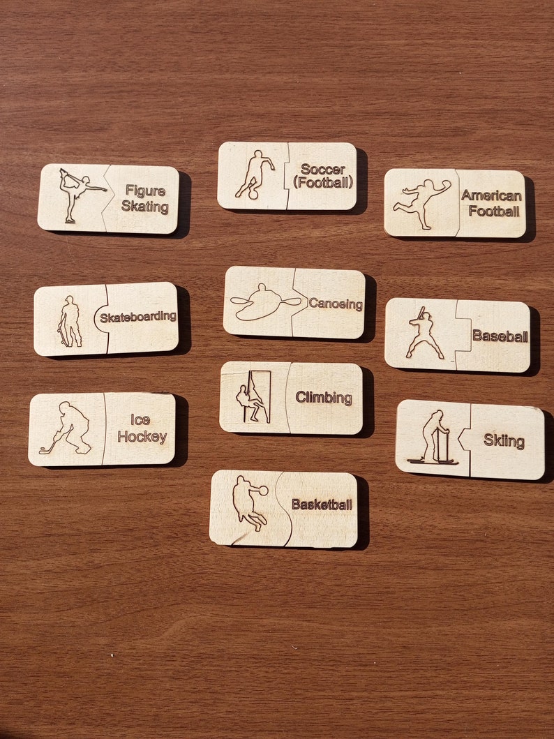Montessori Wooden Sports Matching Game, Educational Puzzle for Kids 5 ...