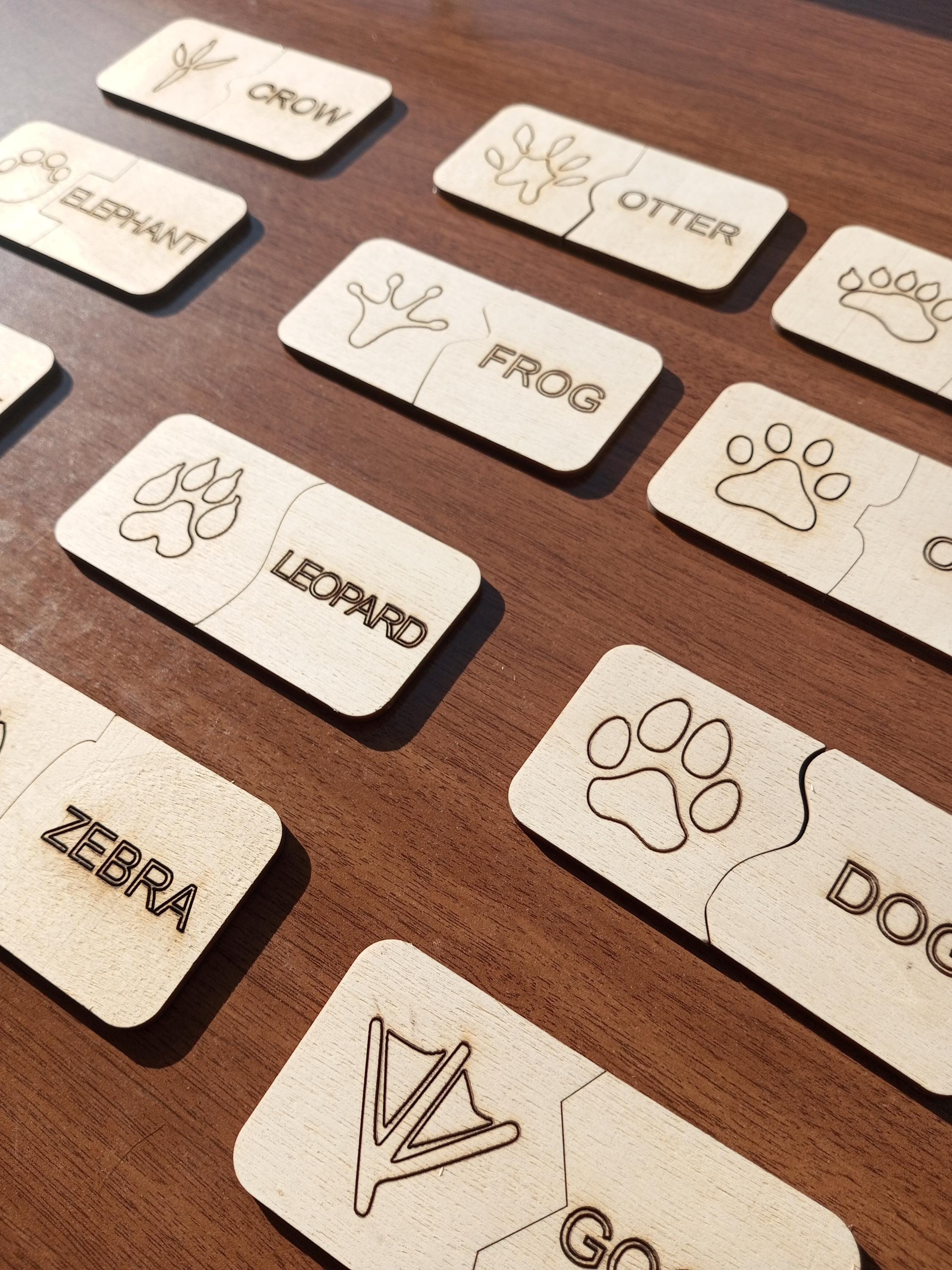 Wooden Animal Tracks Matching Game, Educational Puzzle for Kids ...