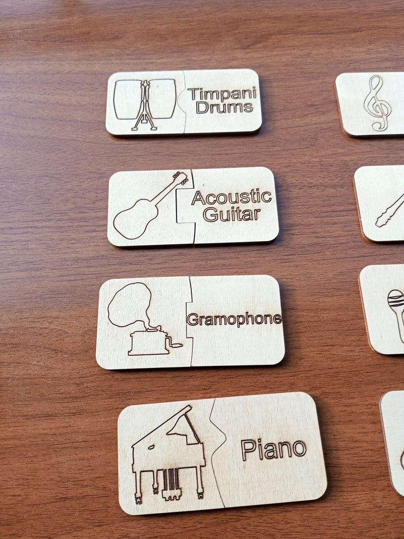 Montessori Wooden Musical Instruments Matching Puzzle Game, Preschool ...