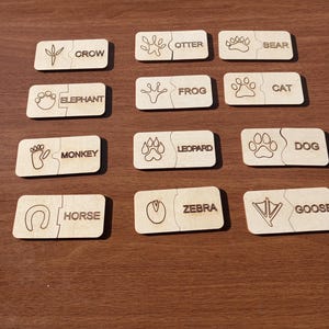 Wooden Animal Tracks Matching Game, Educational Puzzle for Kids ...