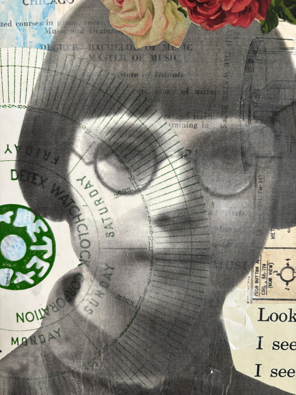 Mixed Media Collage: Look Alice - Etsy