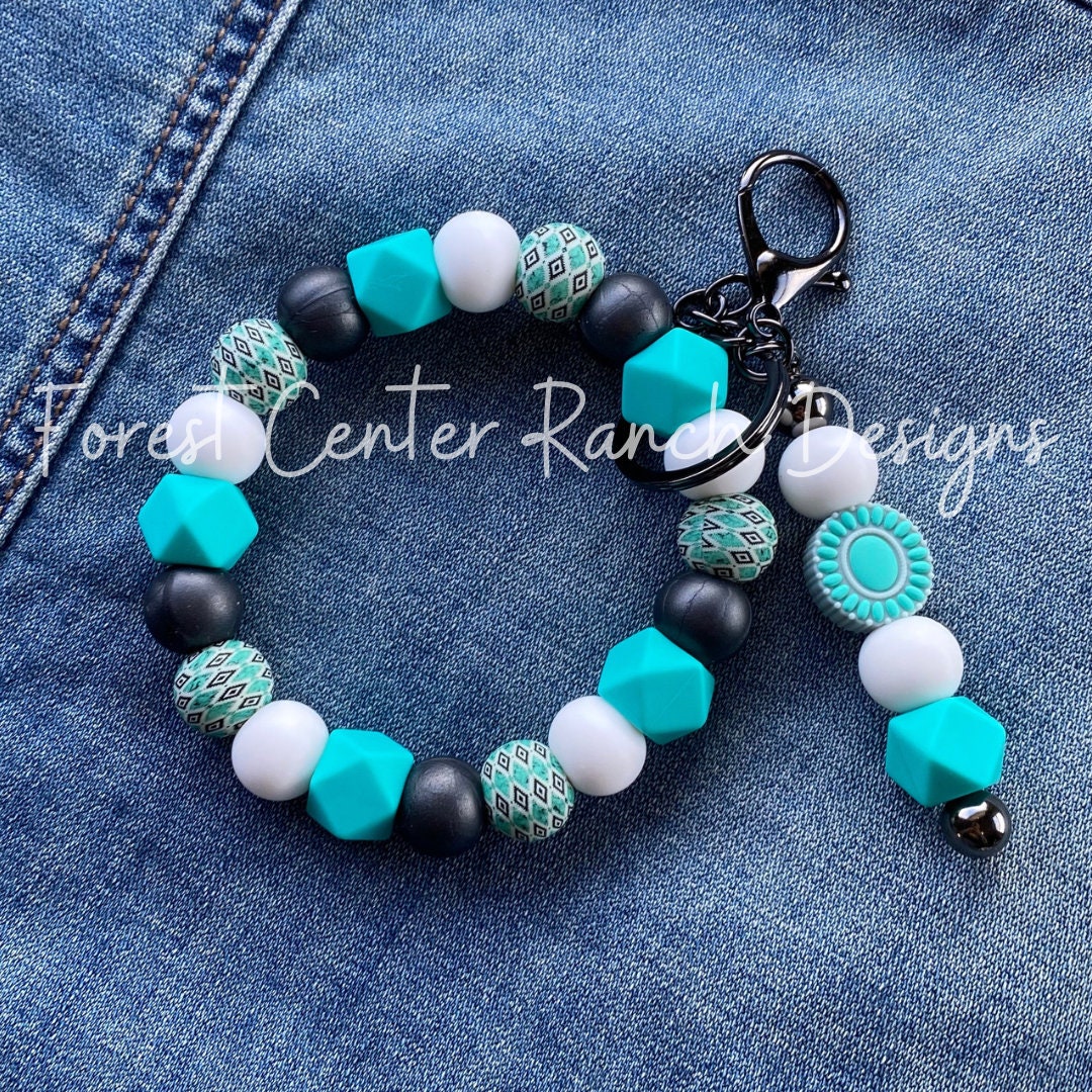 The Aztec Colletion Turquoise Concho Wristlet Keychain - Etsy