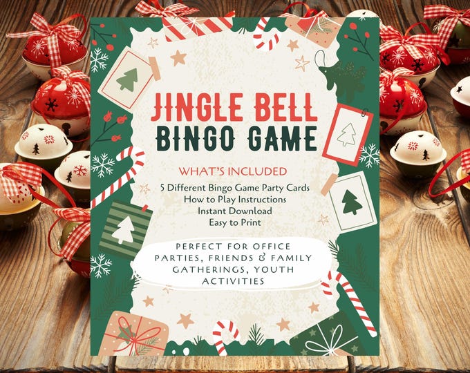 Jingle Bell Bingo Game Printable Christmas Game Fun Christmas Party ...