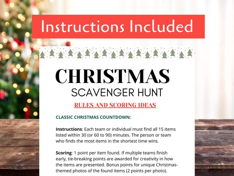 Christmas Scavenger Hunt Game, Christmas Party Game, Christmas Office ...