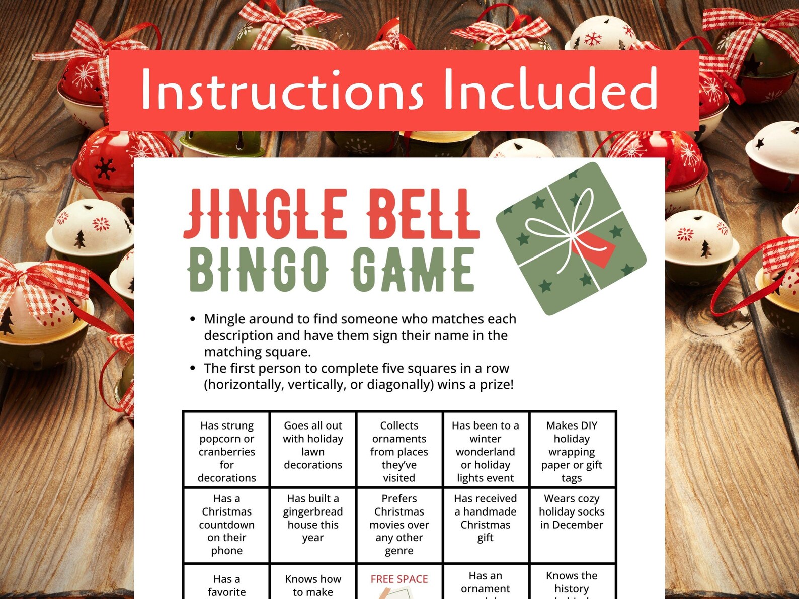 Jingle Bell Bingo Game Printable Christmas Game Fun Christmas Party ...