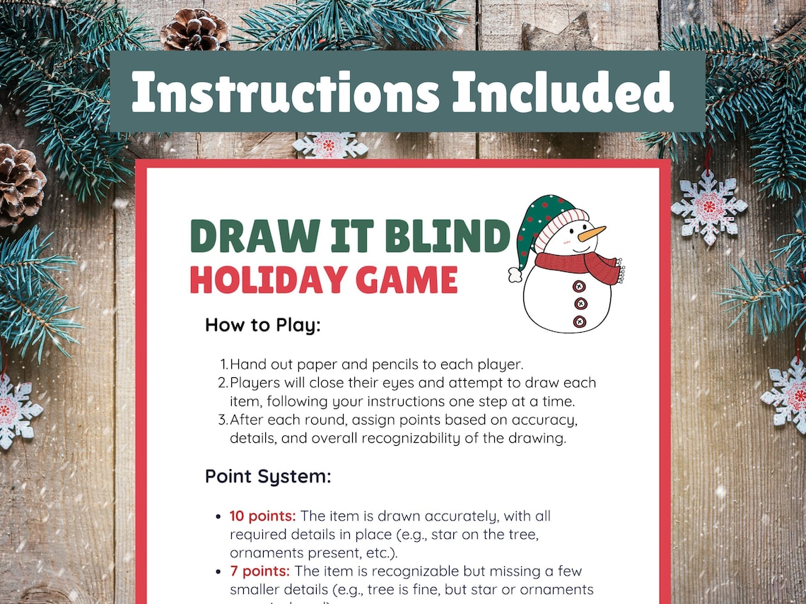 Draw It Blind Holiday Game Printable Christmas Game Fun Christmas Party ...