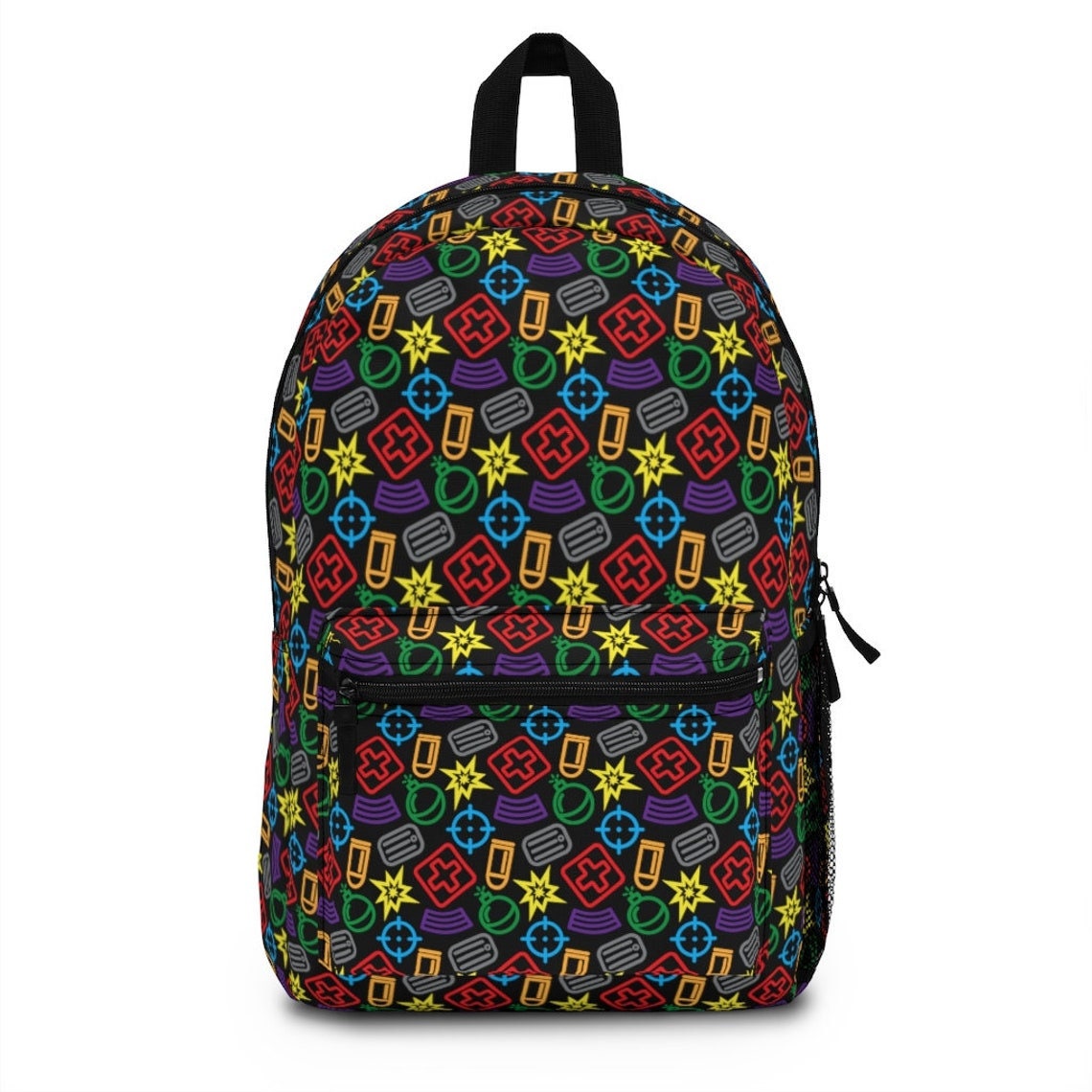 White on Black FPS Gamer Backpack Color Me Custom Bag Unisex Gifts for ...