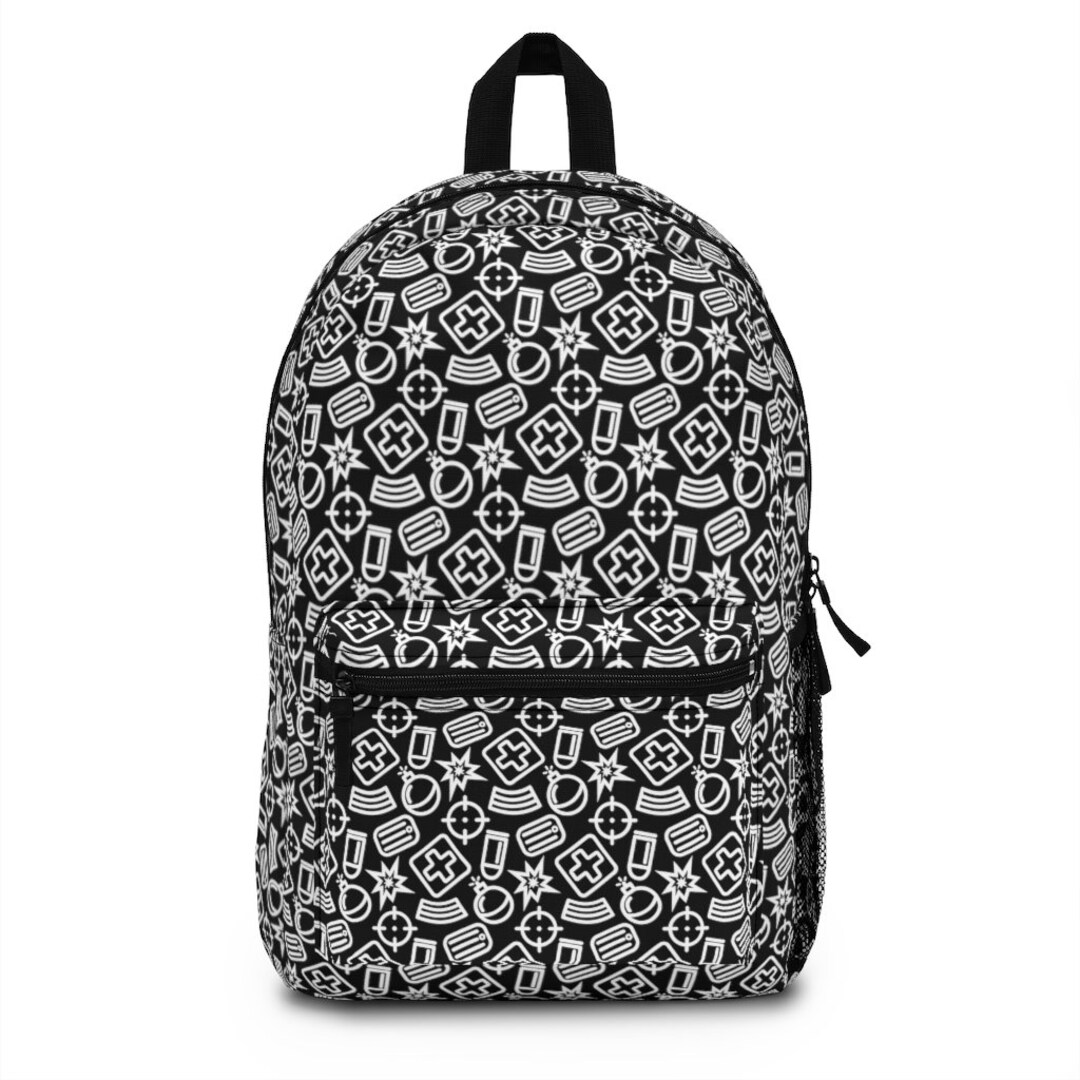 White on Black FPS Gamer Backpack | Color Me Custom Bag | Unisex Gifts ...